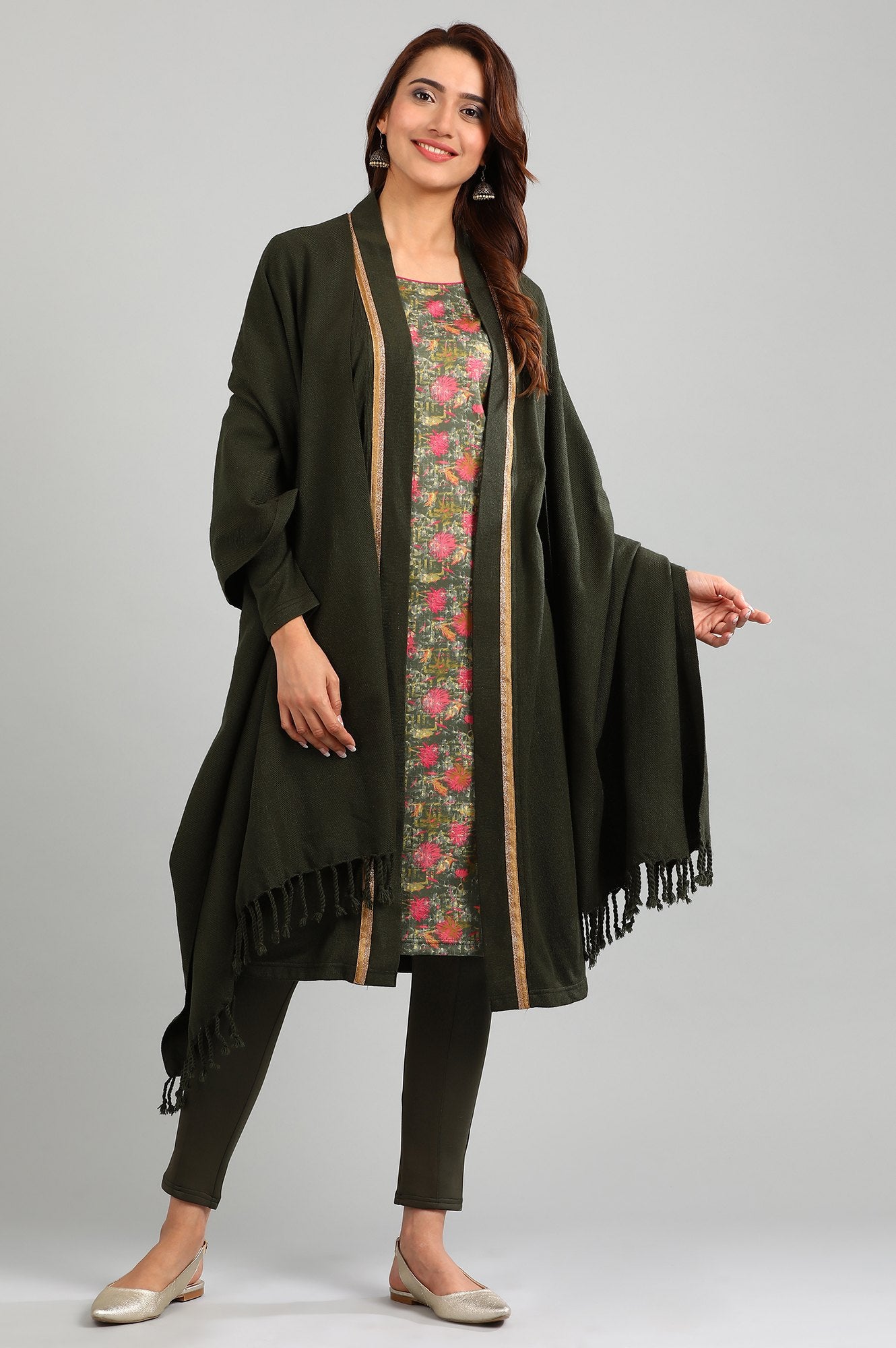 Buy Green Yarn-dyed Winter kurta @ 2199 | Shop for Aurelia ...