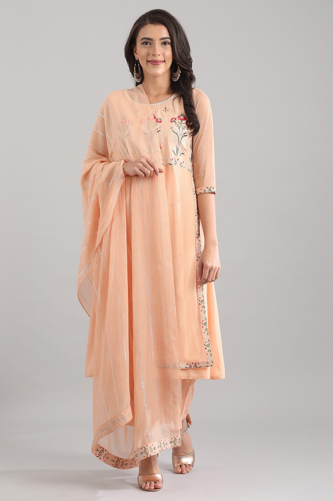 Buy Peach Round Neck kurta Set Online for Woman | Shop for Aurelia