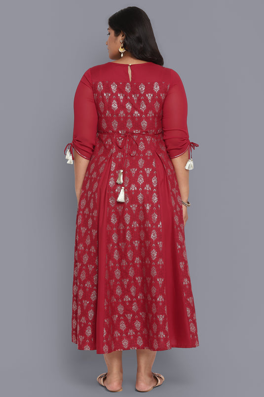 Buy Red Foil Print Flared Dress Online for Woman | Shop for Aurelia