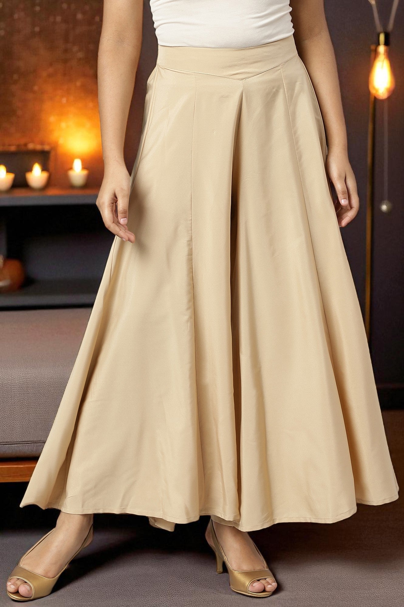 Buy Gold Solid Palazzos Online for Woman | Shop for Aurelia