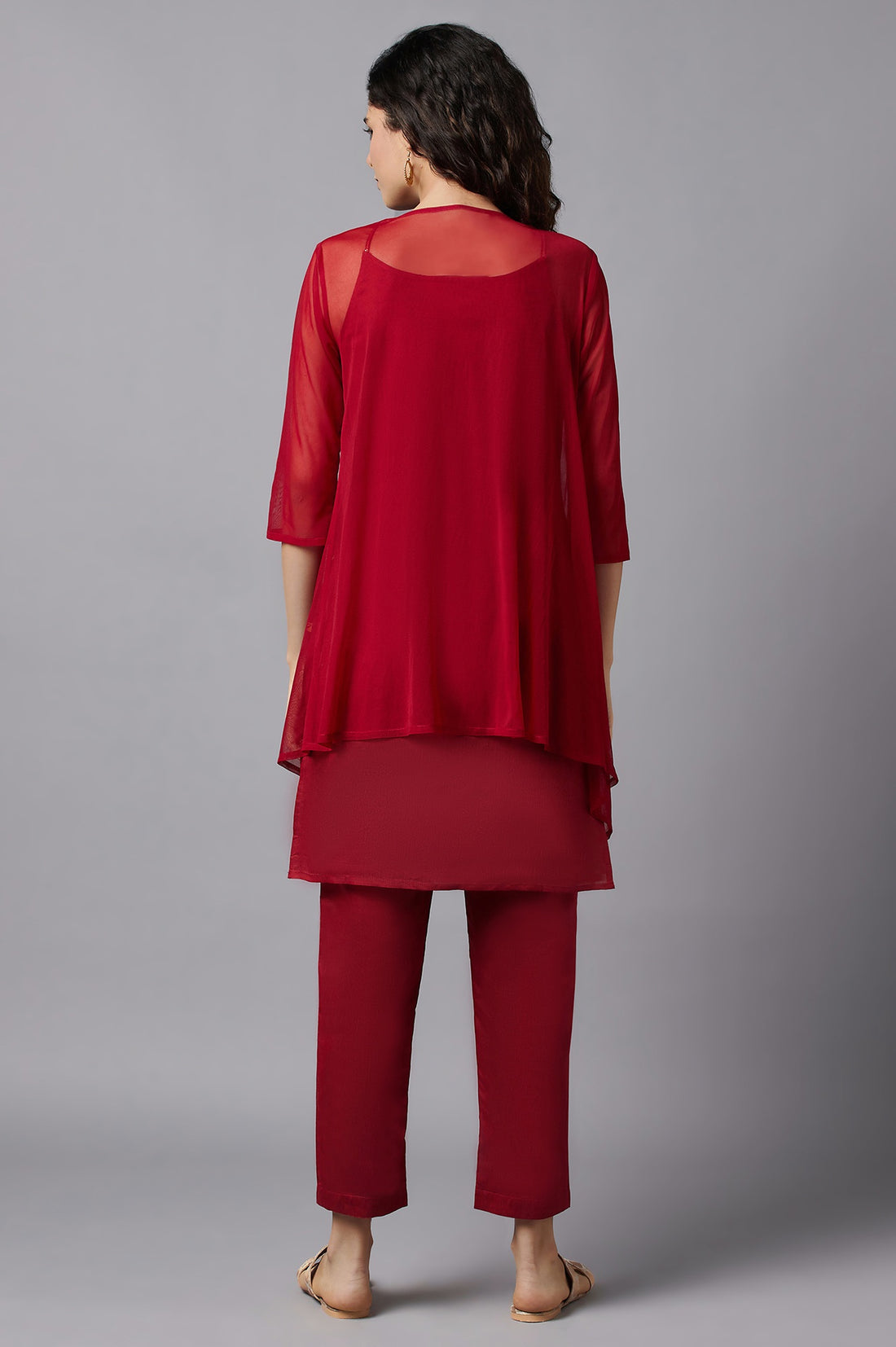 Buy Red Gillet, kurta and Trousers Set Online for Woman | Shop for Aurelia