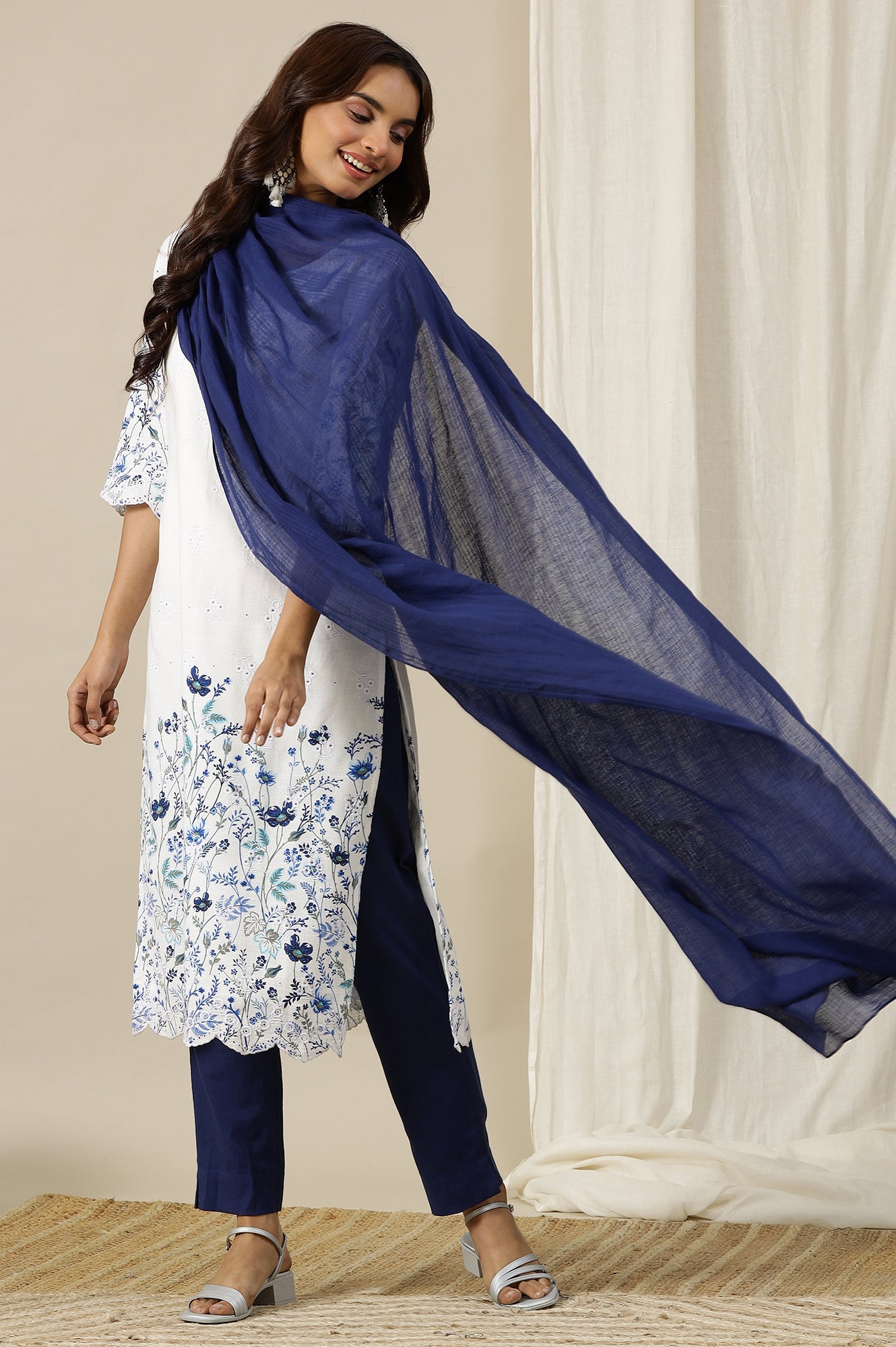 Buy Blue Yard Dyed Pure Cotton Soft Dupatta Online for Woman | Shop for ...